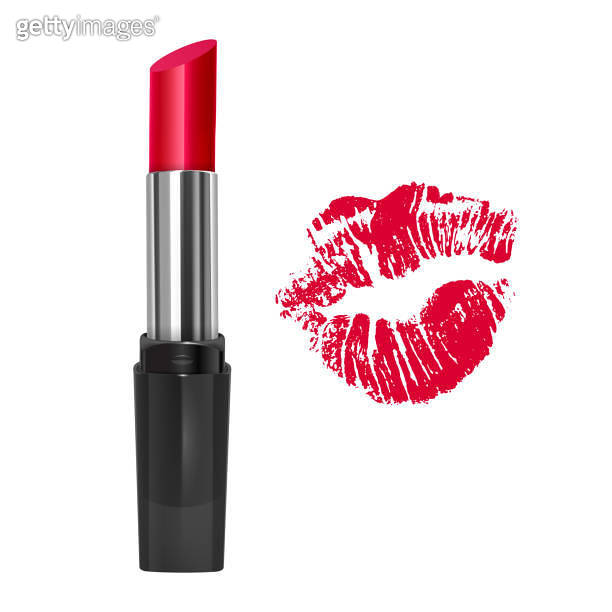 Realistic lipstick on transparent background, bright red lipstick ...