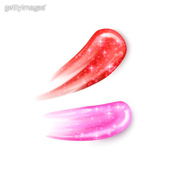 Illustration of a collection of strokes of liquid lipsticks, pink ...
