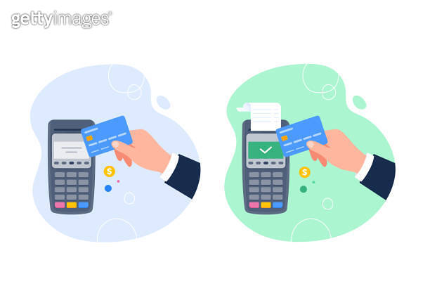 EMV chip payment method concept. Hand holding a smart credit or a debit ...