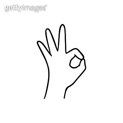Okey gesture human hand. Vector doodle illustration. 이미지 (1327603773 ...
