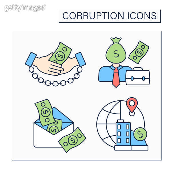 Corruption color icons set 이미지 (1356420203) - 게티이미지뱅크