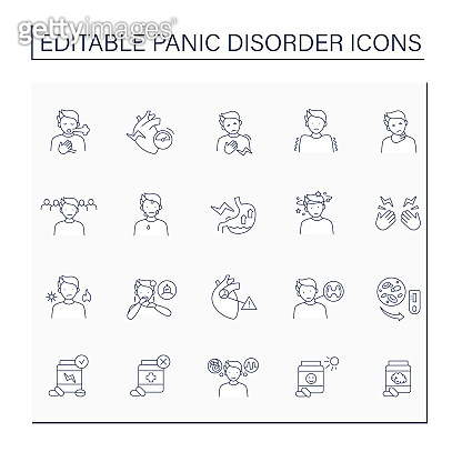 Panic disorder line icons set 이미지 (1358225683) - 게티이미지뱅크
