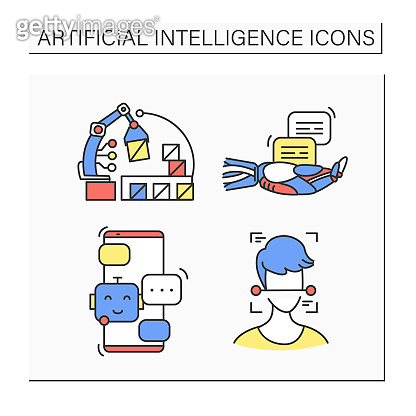 Artificial intelligence color icons set 이미지 (1359395096) - 게티이미지뱅크