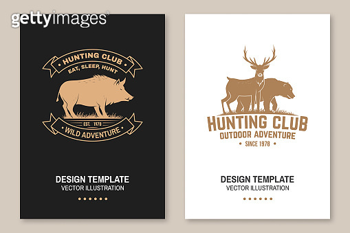 Hunting club badge. Eat, sleep, hunt. Vector illustration Flyer ...