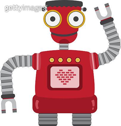 Red toy robot in a white background. Colorful design for kids Cartoon ...