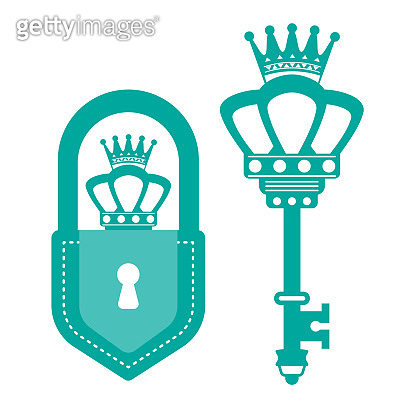 Key and lock shaped crown concept power and winner icon. Key King Logo ...