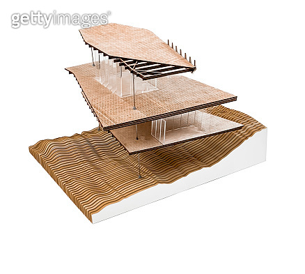 Architectural Physical Model of multiple levels building made with ...