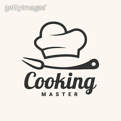 Cooking master logo with chef hat. Vector illustration logotype for ...