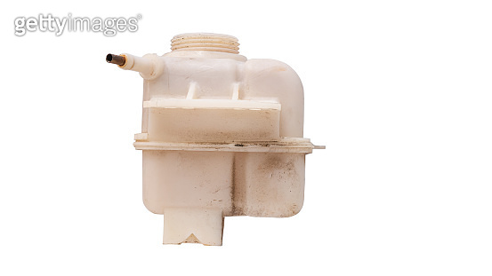 Engine cooling, Car coolant reservoir spare tank isolated on white ...