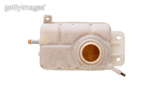 Engine cooling, Car coolant reservoir spare tank isolated on white ...