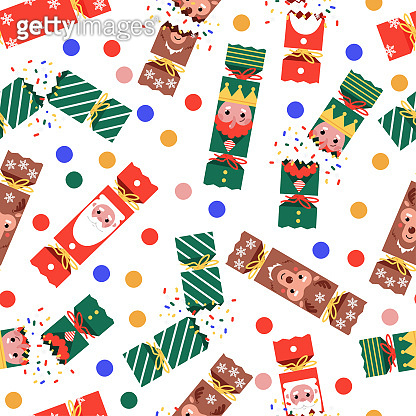 Christmas cracker vector cartoon seamless pattern background for ...