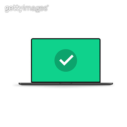 Check mark on realistic laptop screen vector 이미지 (1313546734) - 게티이미지뱅크