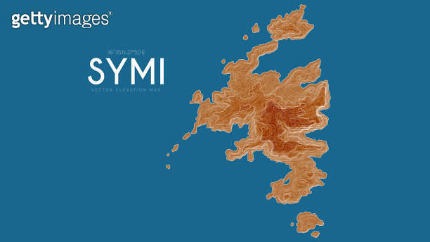 Topographic map of Symi, Greece. Vector detailed elevation map of ...