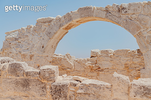 The ancient arc ruins of Early Christian Basilica at the Kourion World ...