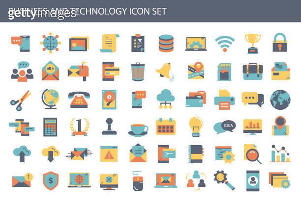 Business and technology icon set for websites and mobile applications ...
