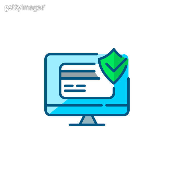 Secure online payment transaction icon. Credit card with a safety ...