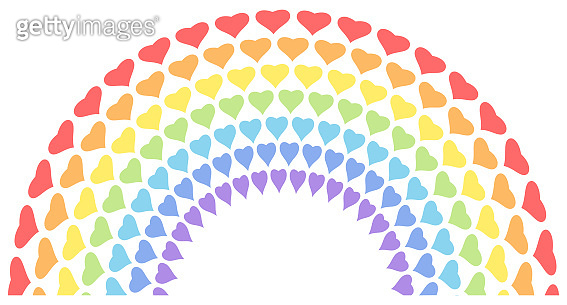 Rainbow of hearts. A seven-color rainbow, a real child's rainbow. For ...