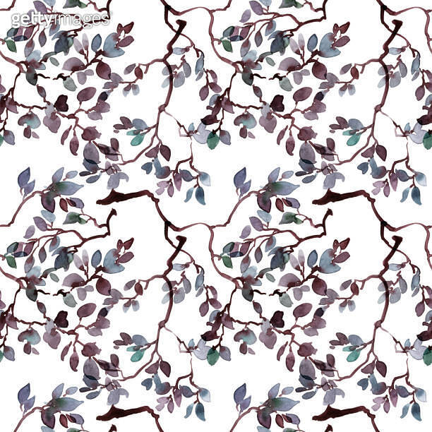 Watercolor tree foliage pattern 이미지 (1310648054) - 게티이미지뱅크