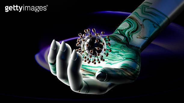 Artificial intelligence robot hand to palm spike protein novel ...
