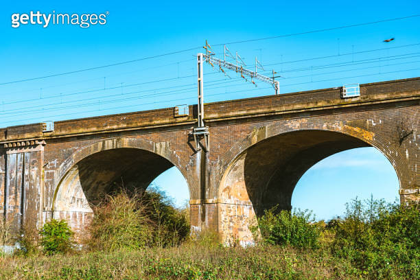 Red brick train viaduct in the ribble valley. UK railway (1351081786 ...
