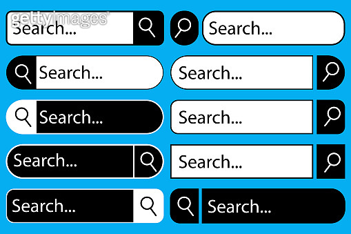 Blue search bar set. Computer technology. Search icon. Website design ...
