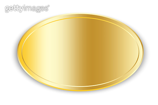 Golden plate icon. Name tag. Oval shape. Realistic design. Gradient ...