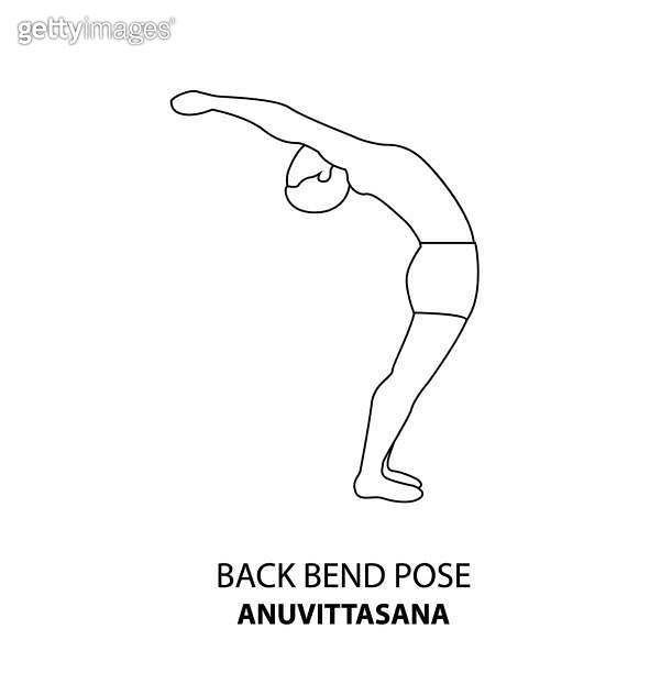 Man practicing yoga pose isolated outline Illustration. Man standing in ...