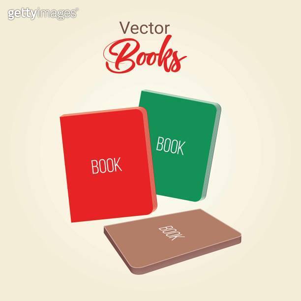 Books with lettering vector illustration, Red Green Brown books at ...