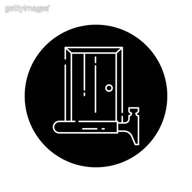 Installation doors black glyph icon. Pictogram for web page, mobile app ...