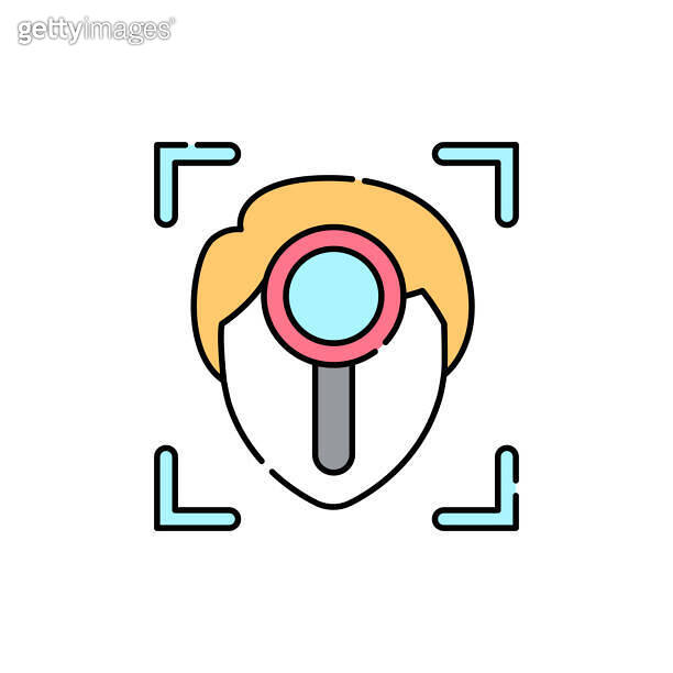 Face identification olor line icon. ID and verifying person. Pictogram ...