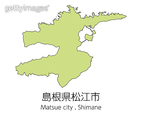 Map of Matsue City, Shimane Prefecture, Japan.Translation: "Matsue City ...