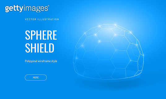 Dome shield geometric vector illustration on a blue background ...