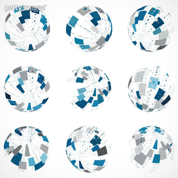 Vector globe 3d spheres globe earth grid. Horizontal and vertical lines ...