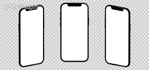 Realistic iphone 12. Mockup empty screen, isolated on transparent ...