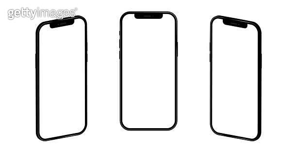 Realistic iphone 12. Mockup empty screen, isolated on transparent ...