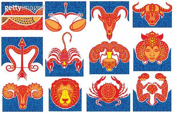 Zodiac sign icons representing the twelve signs of the zodiac for ...