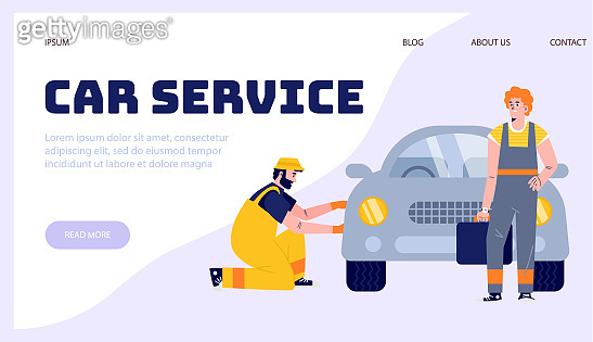Vector flat background illustration for car service website template ...