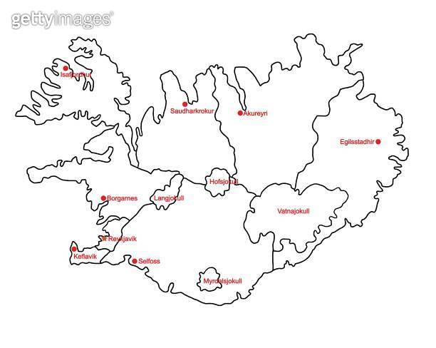 Doodle freehand drawing Iceland political map with major cities ...