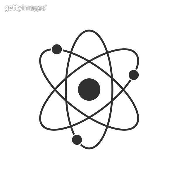 Atom icon isolated on white background. Structure of the nucleus of the ...