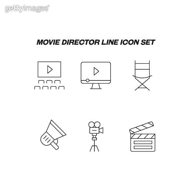 Cinematography concept. Movie line icon set. Collection of vector signs ...