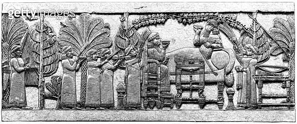 Ancient Assyrian Bas Relief. Representing King Assur Nazir Pal ...