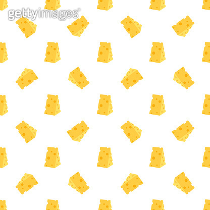 Cheese seamless pattern. Pieces of yellow cheese, isolated on a white ...