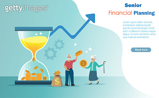 Senior financial planning. Elderly couple happy with gold coins, income ...