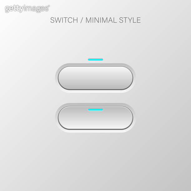 On and Off push Switch Buttons, minimal style, Devices User Interface ...