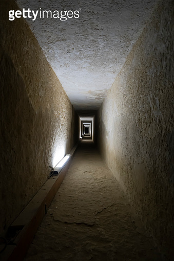 Tunnel entrance to the ancient Egyptian pyramid. high pyramid of ...