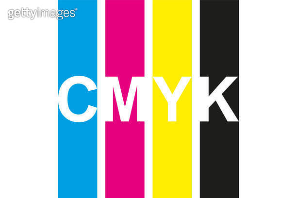 Cmyk print icon. Four lines in cmyk colors symbol. Cyan, magenta ...