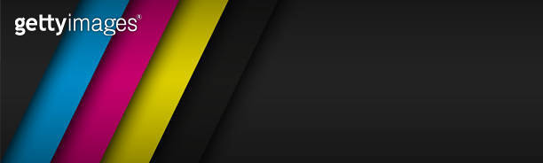 Black modern header with overlapped layers with cmyk colors. Banner for ...