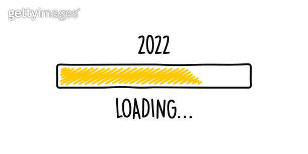 2022 loading bar drawn by hand. New year loading bar sketch. Cartoon ...