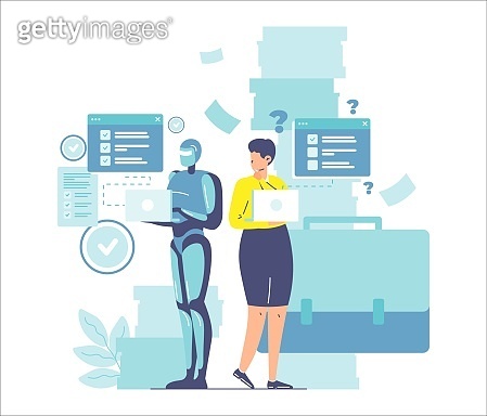 AI working better than human, vector illustration. Artificial ...