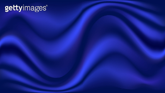 Blue silk wavy background. Smooth shiny satin texture, deep blue wave ...